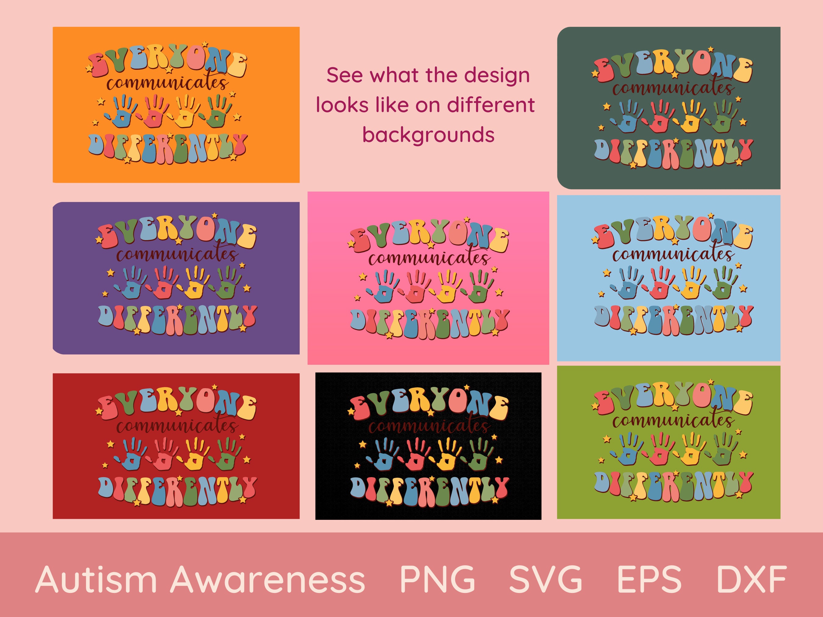 Everyone Communicates Differently SVG PNG, Retro Autism Awareness ...