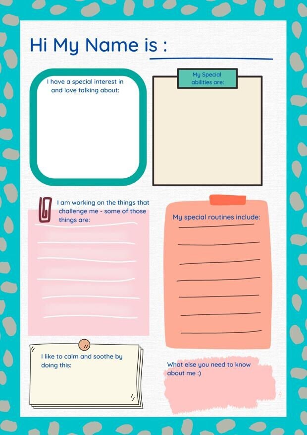 Autism Kids Printable Digital Download Autism Carer Resources Autism ...