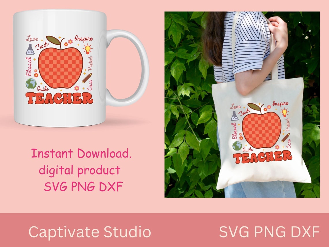 Teacher Svg Png Dxf Cricut Sublimation File, School Kindergarten ...
