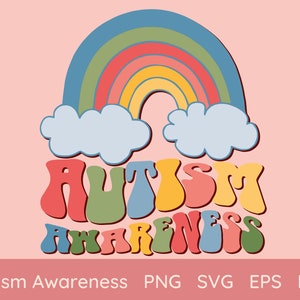 Autism Awareness Rainbow SVG PNG, Boho Rainbow Png, Retro Autism ...