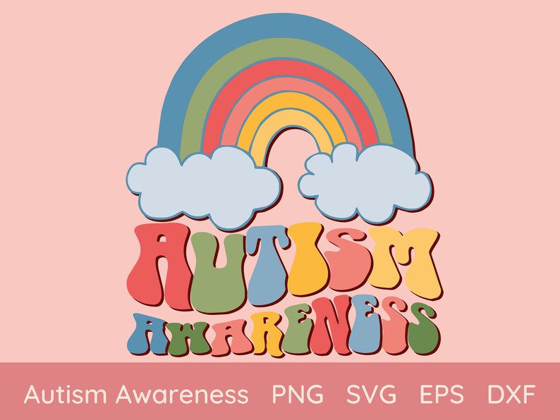 Autism Awareness Rainbow SVG PNG, Boho Rainbow Png, Retro Autism ...