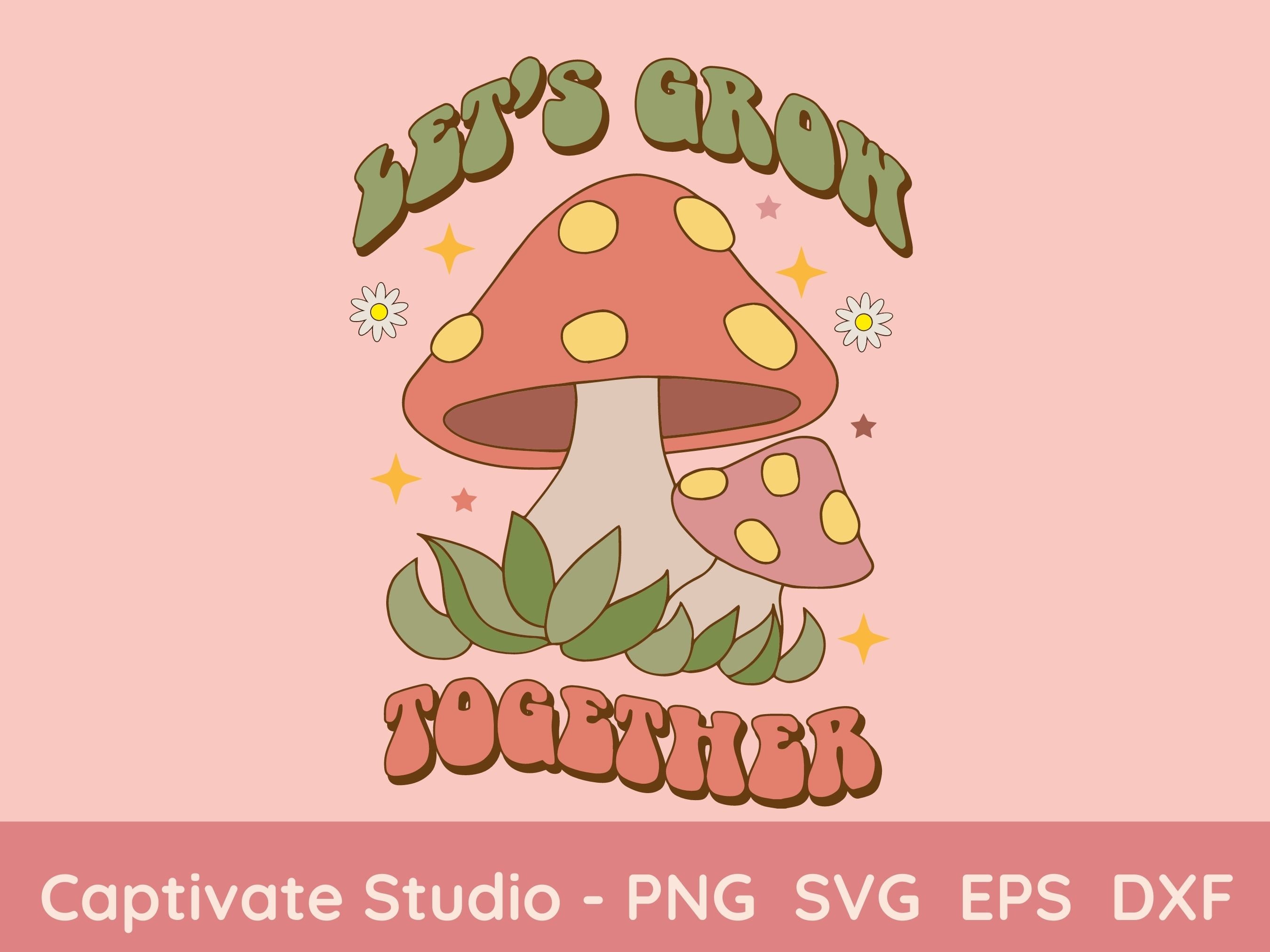 Mushroom Retro Png Svg, Garden Svg Png, Magic Mushroom, Groovy Hippie ...