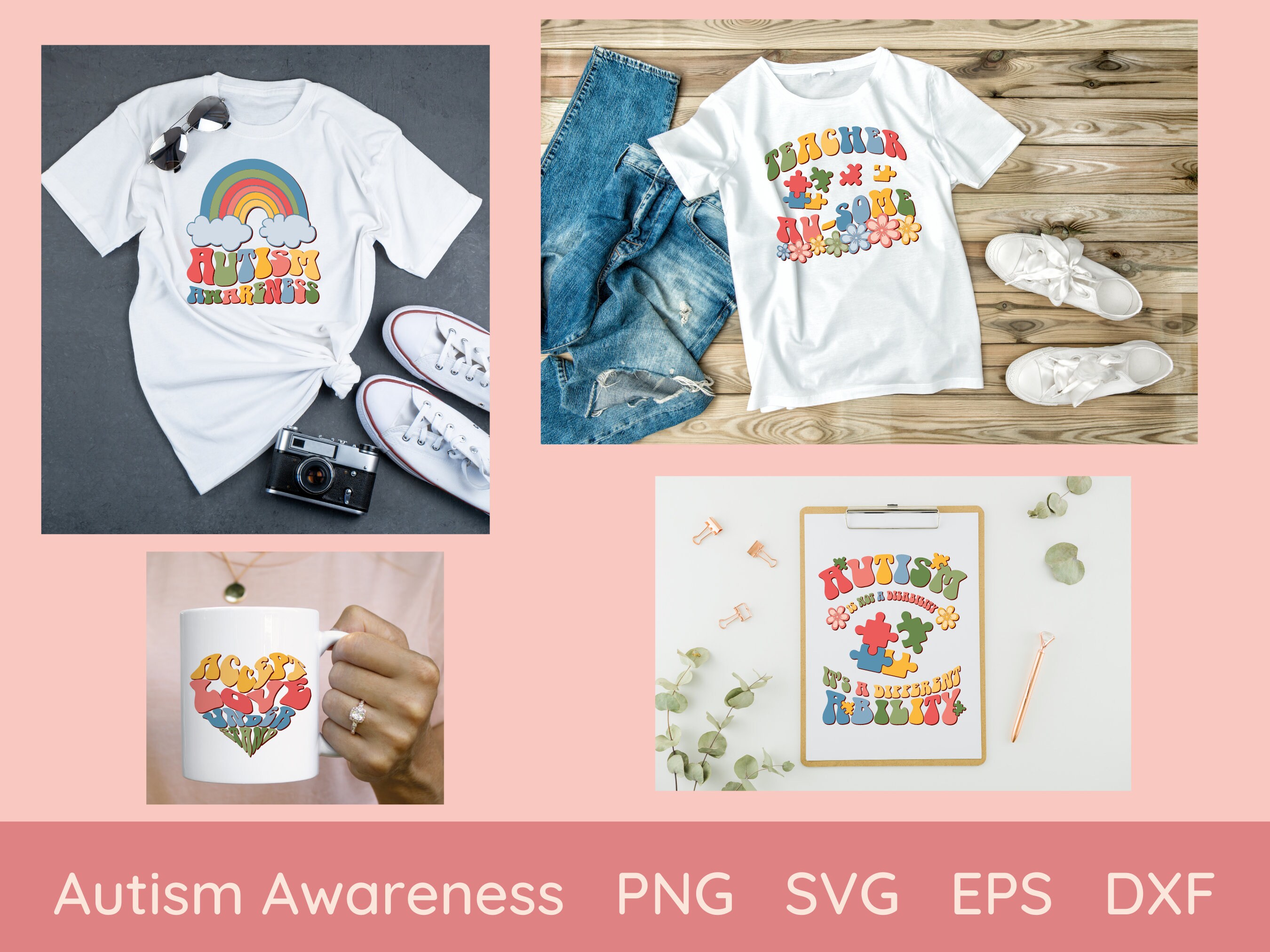 Autism Awareness Bundle Png Svg Eps Dxf Retro Autism Awareness - Etsy