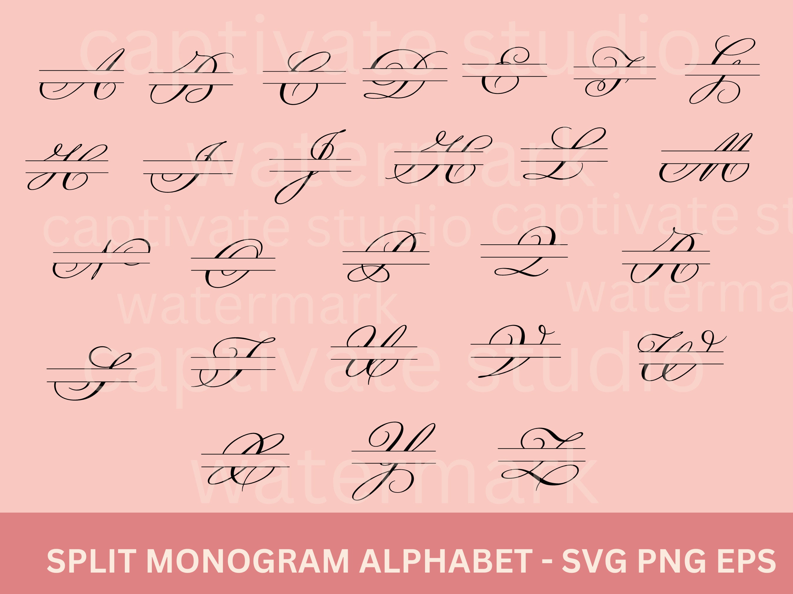 Split Monogram SVG PNG EPS Split Letter Svg Split Monograms Monogram ...