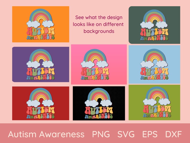 Autism Awareness Rainbow SVG PNG, Boho Rainbow Png, Retro Autism ...