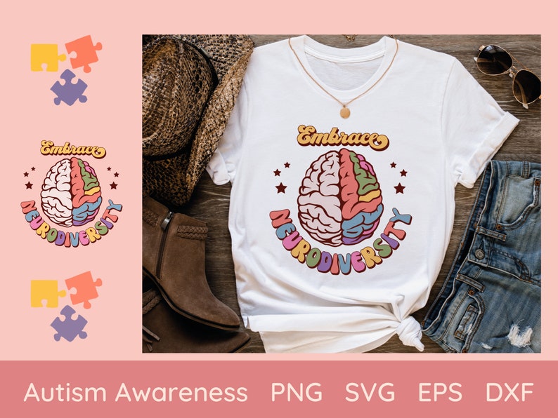 Embrace Neurodiversity SVG PNG, Autism Awareness Sublimation, Colorful ...