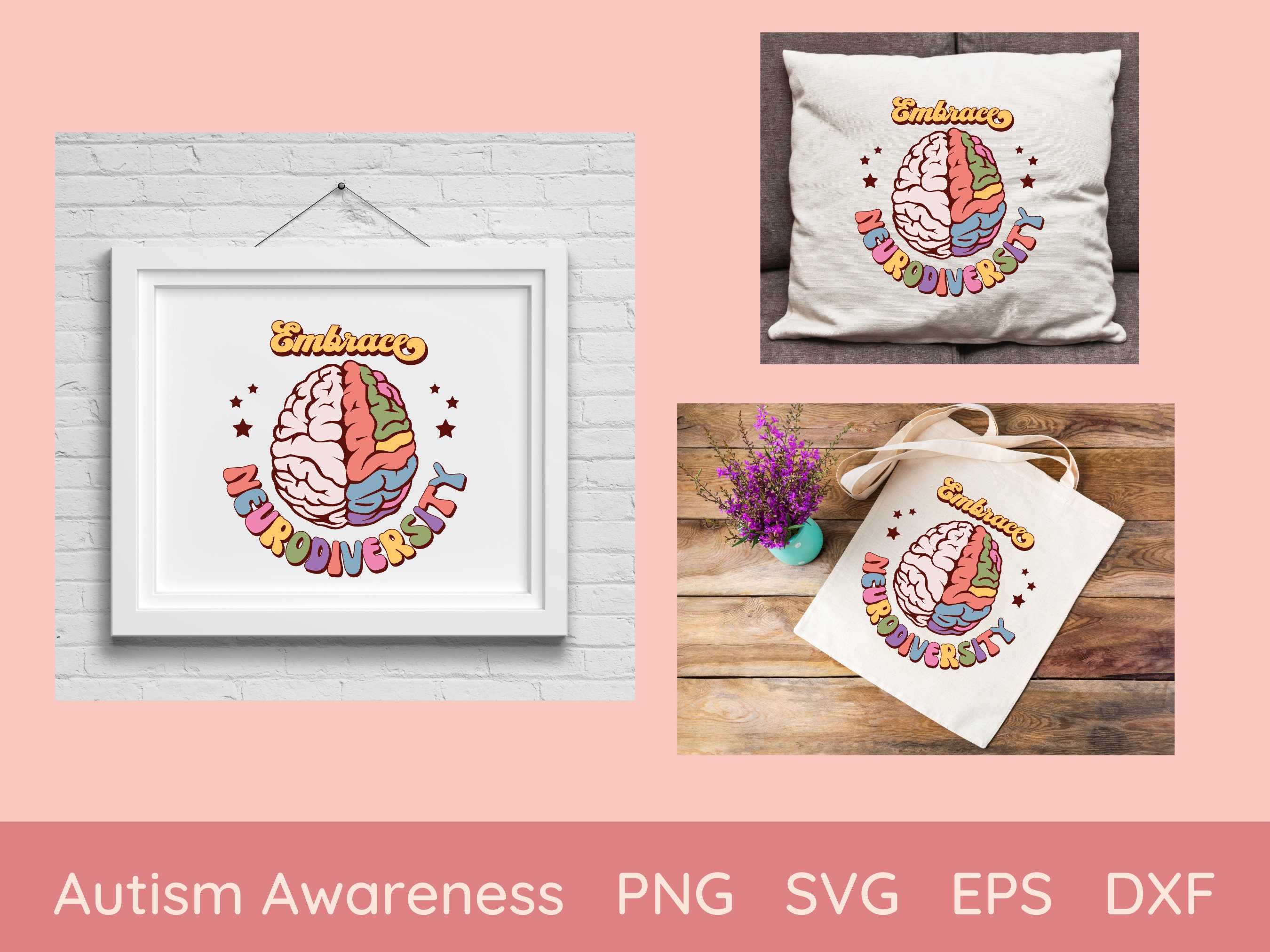 Embrace Neurodiversity SVG PNG, Autism Awareness Sublimation, Colorful ...