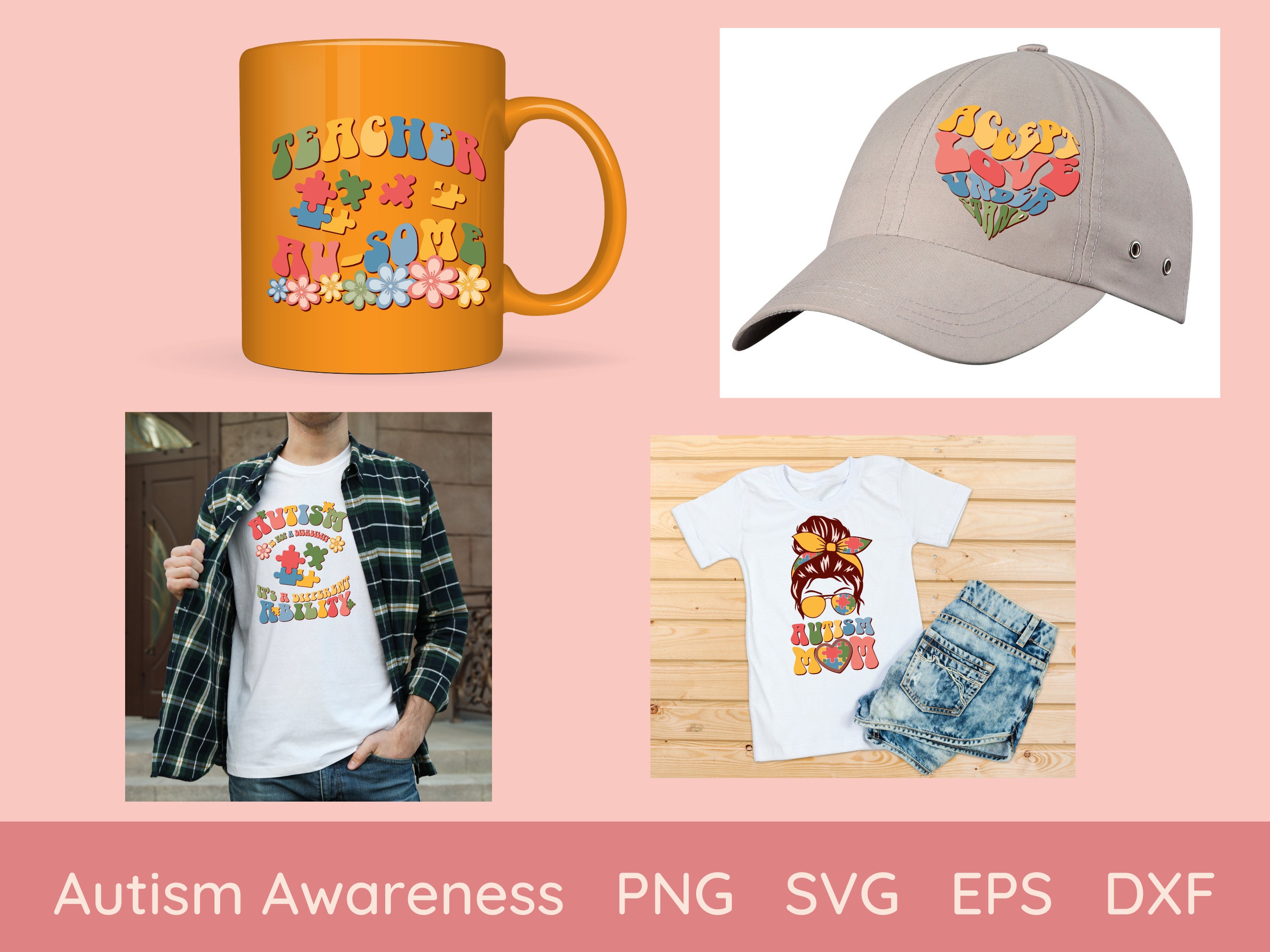 Autism Awareness Bundle Png Svg Eps Dxf Retro Autism Awareness ...