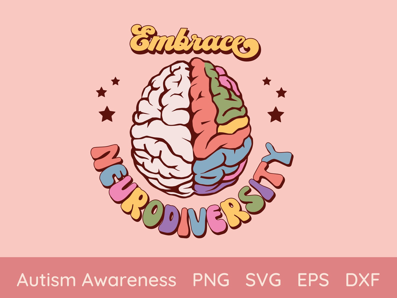 Embrace Neurodiversity SVG PNG, Autism Awareness Sublimation, Colorful ...