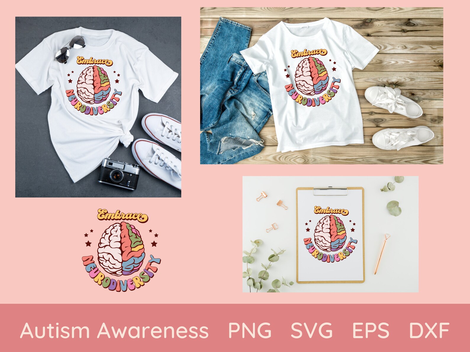 Embrace Neurodiversity SVG PNG, Autism Awareness Sublimation, Colorful ...