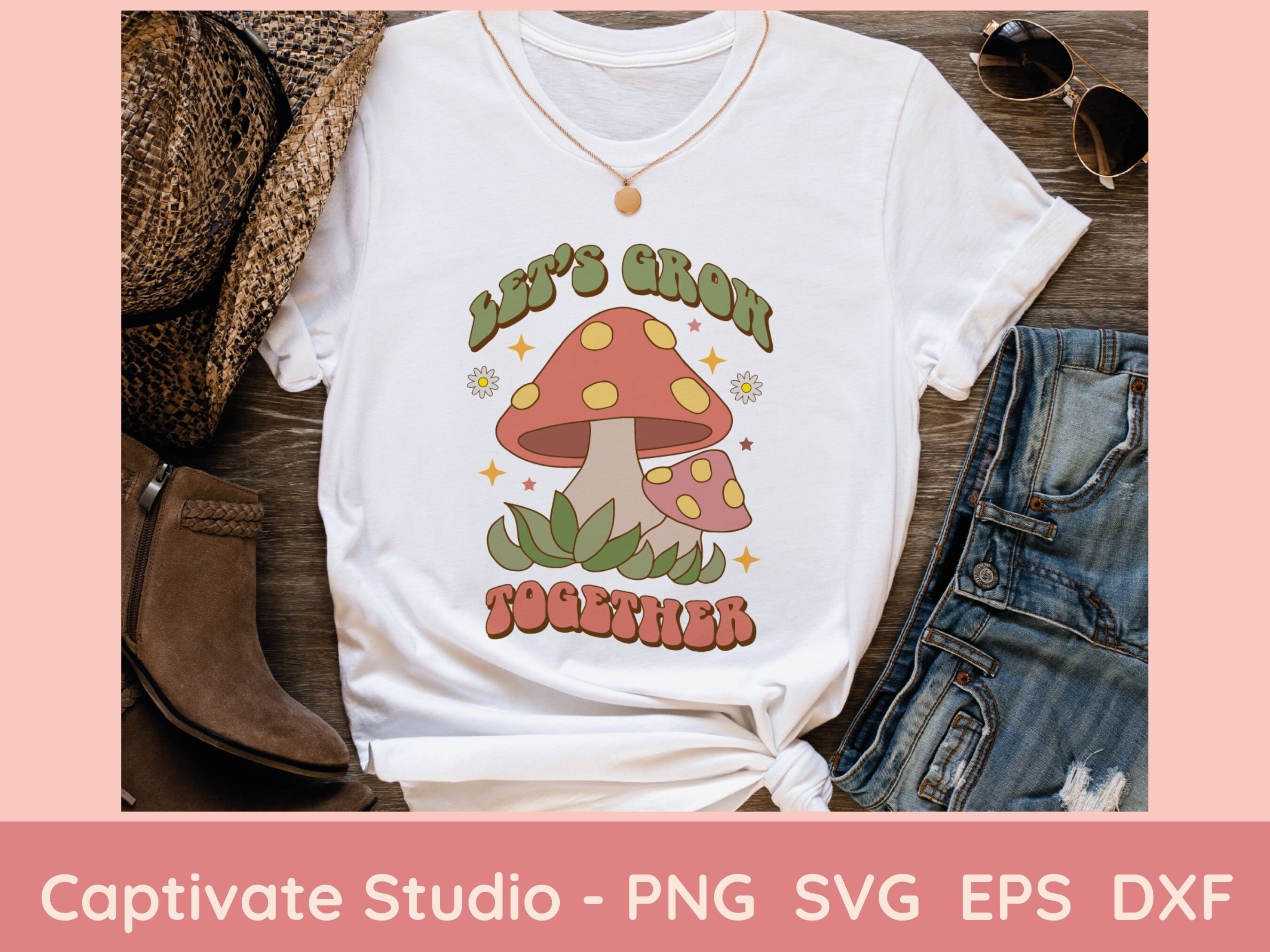Mushroom Retro Png Svg, Garden Svg Png, Magic Mushroom, Groovy Hippie ...