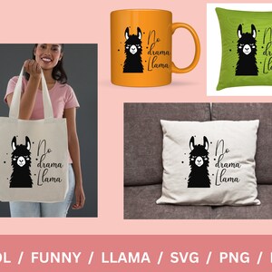 No Drama Llama, Llamas Png Svg, Cute Animals Sublimation, Funny Svg Png Instant Download Cricut ...