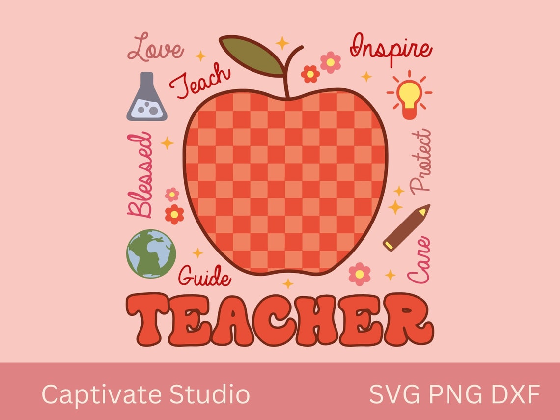Teacher Svg Png Dxf Cricut Sublimation File, School Kindergarten ...