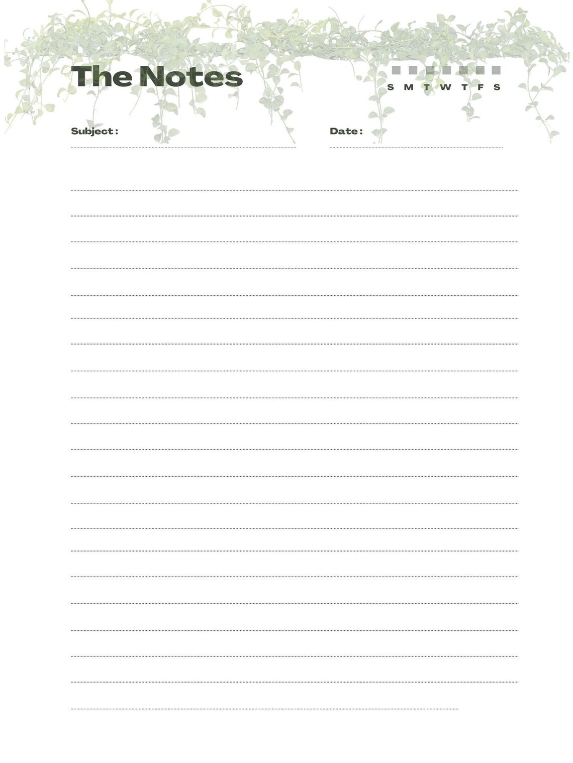 Printable Daily and Weekly Planner, Instant Download, Green Plant ...