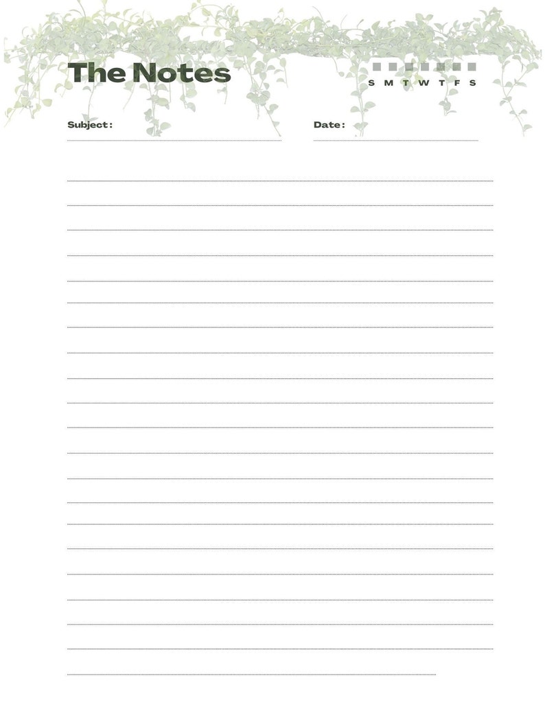 Printable Daily and Weekly Planner, Instant Download, Green Plant ...
