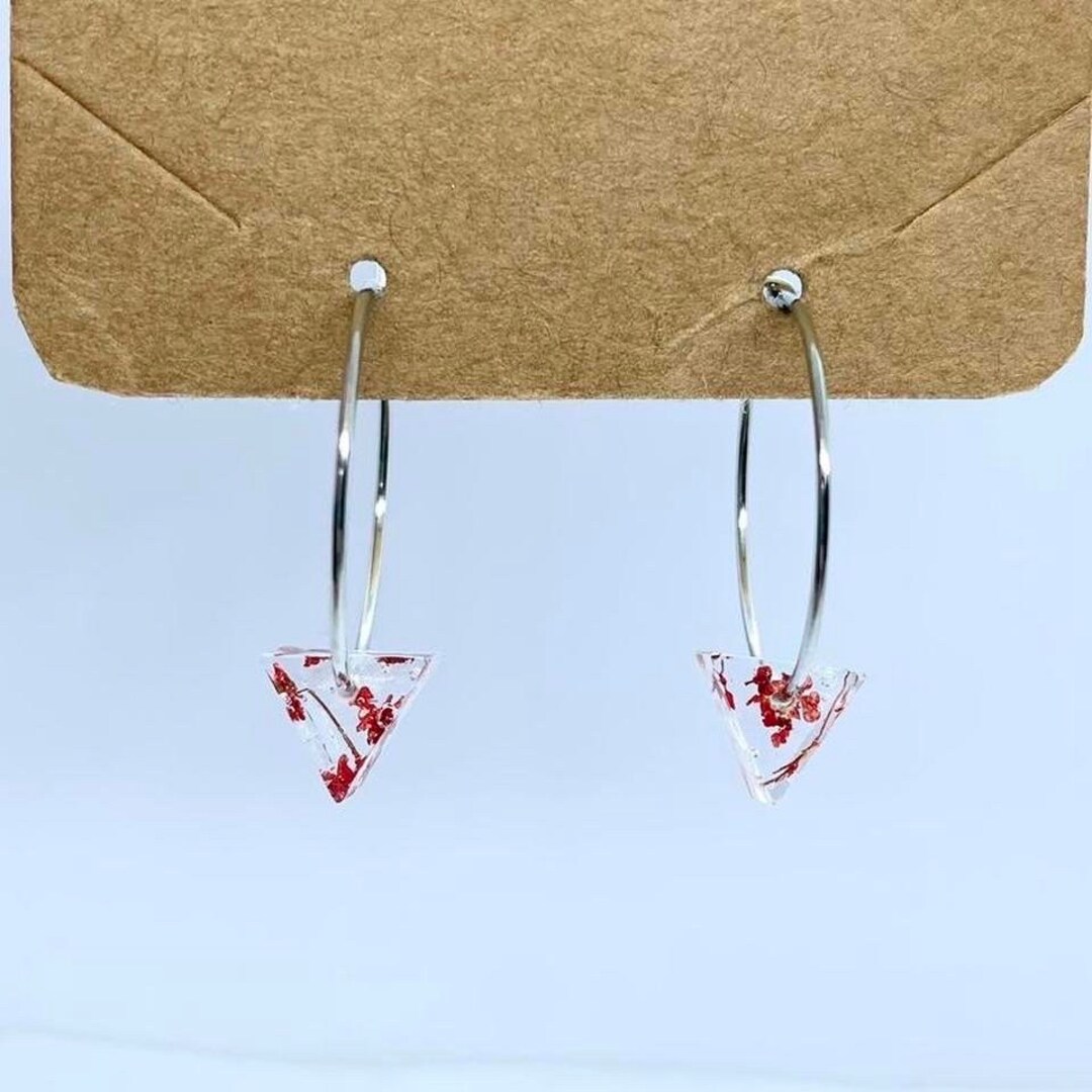 Dried Flower and Colour Marble Resin Triangle Silver or Gold - Etsy