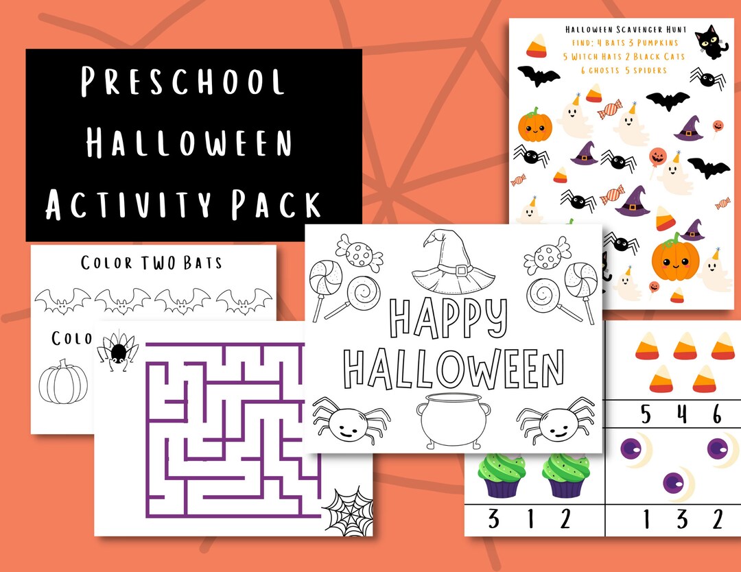 Preschool Halloween Activity Pack, Prek, Digital Download Worksheets ...