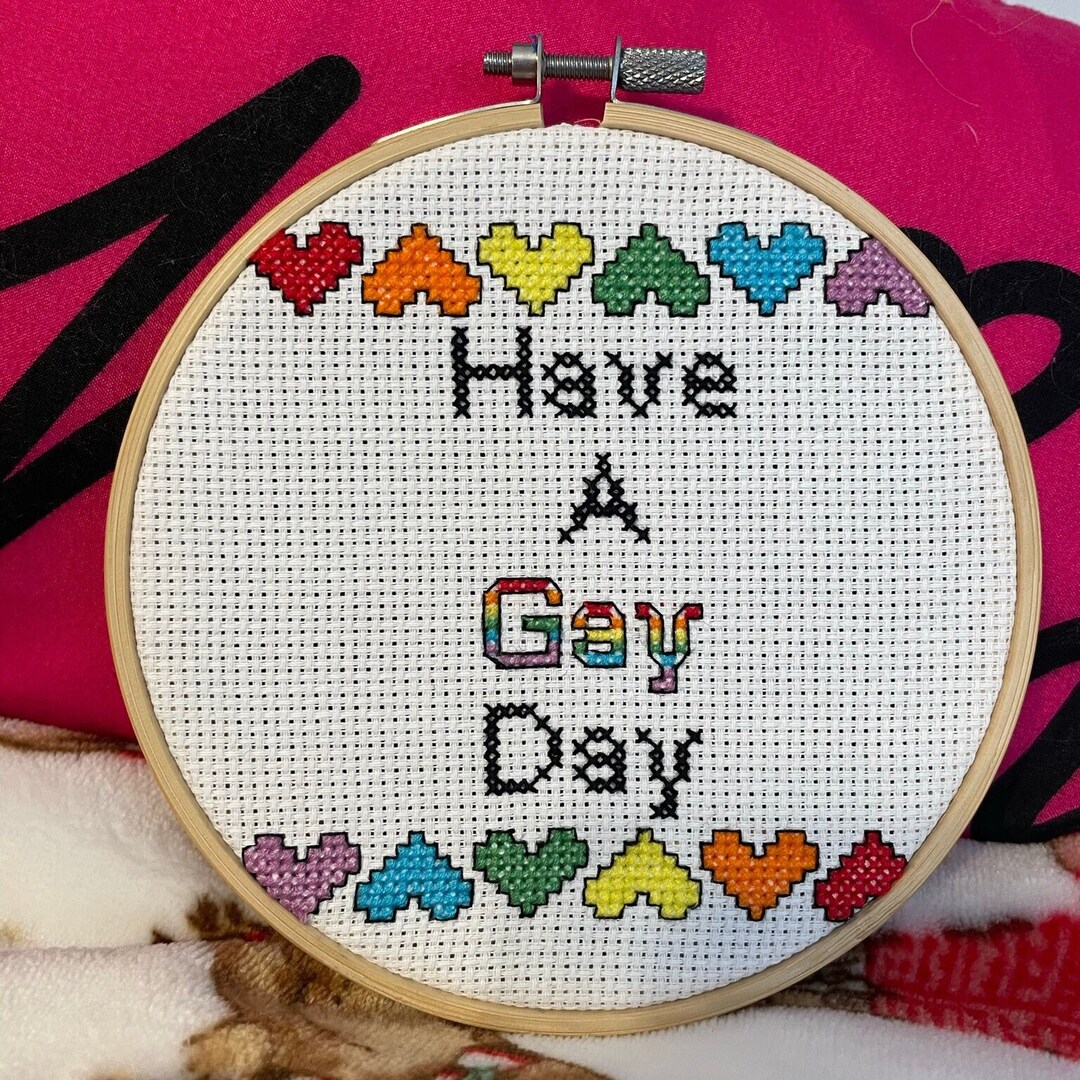 Have A Gay Day LGBT Rainbow Pride Cross Stitch - Etsy