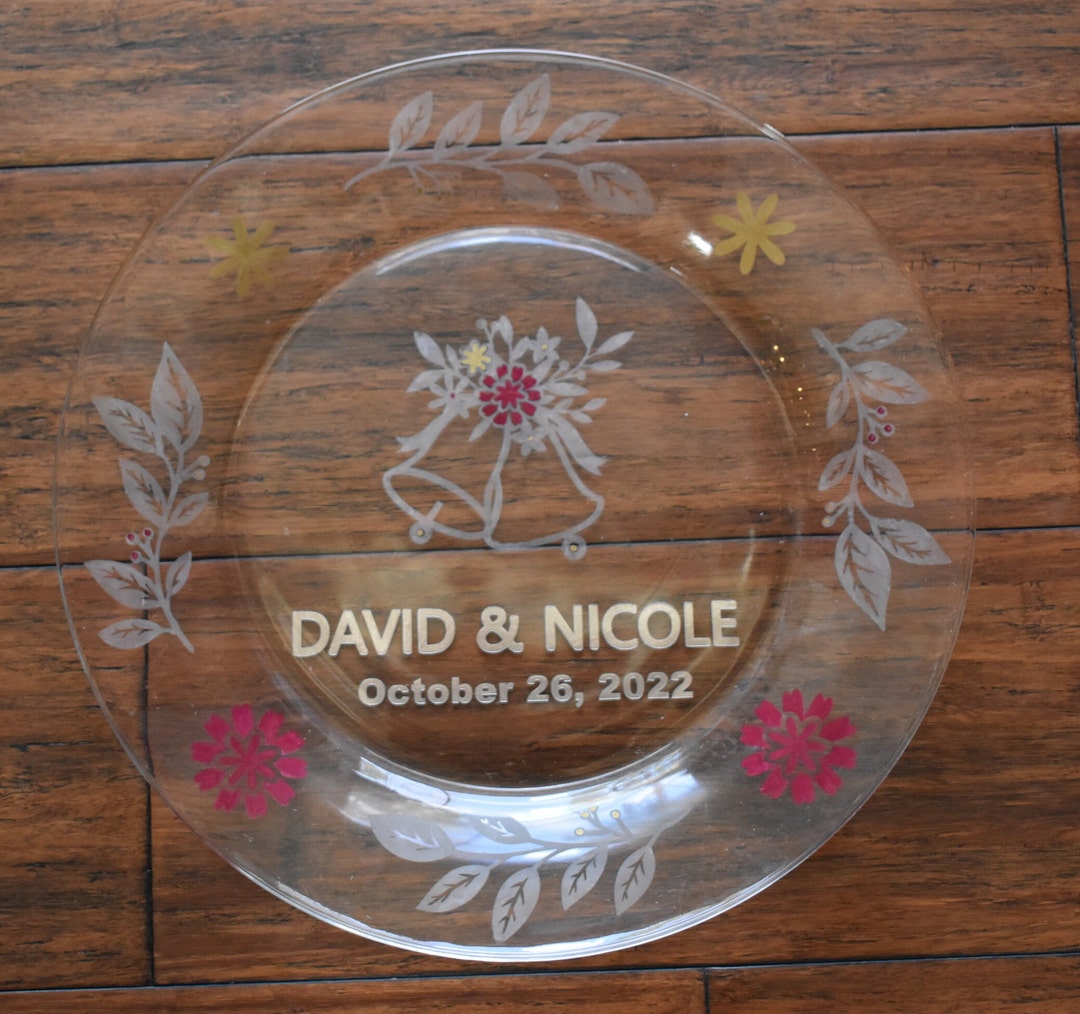 Personalized 105 Inch Etched Glass Wedding Plates With Two Etsy