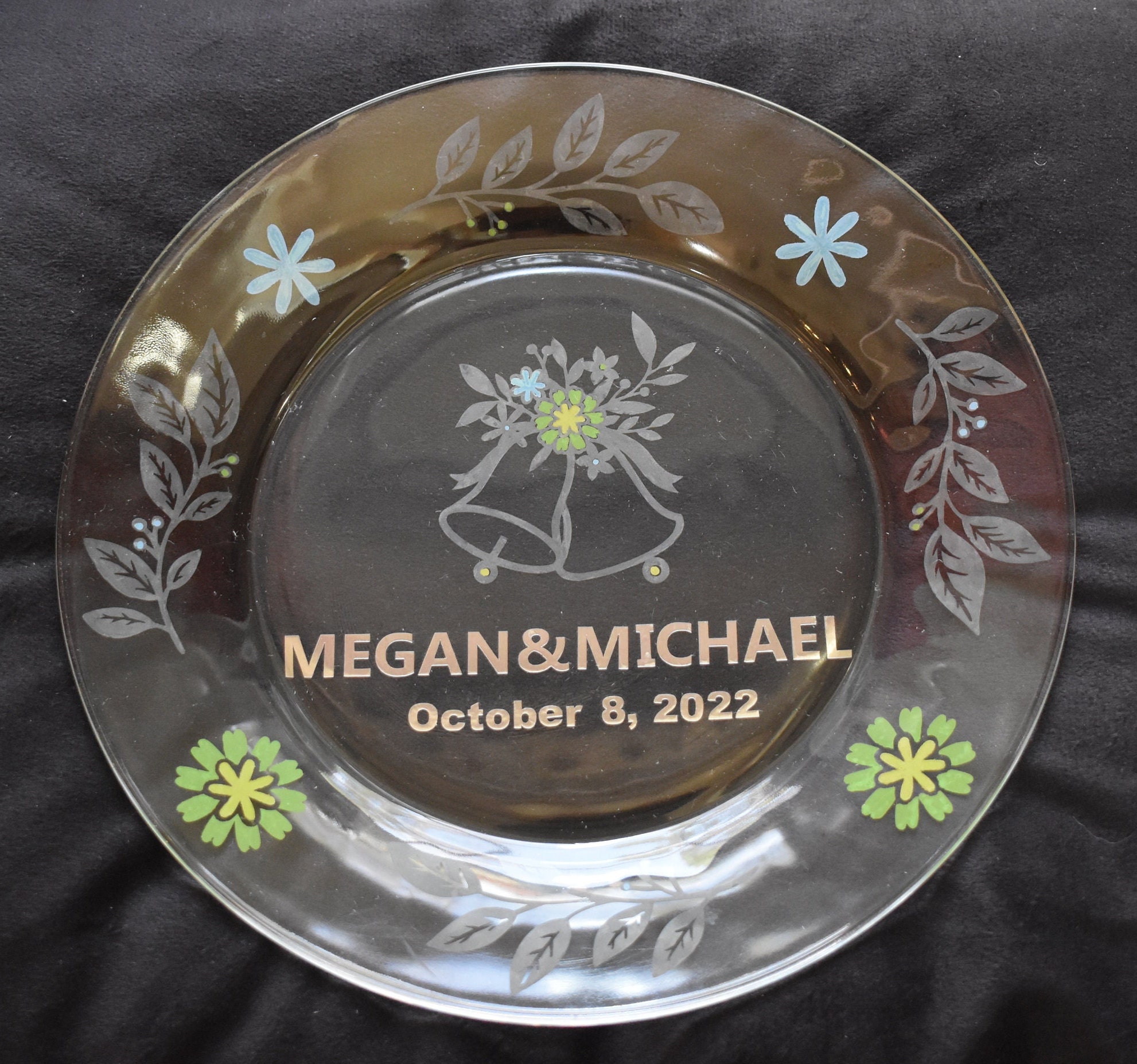 Personalized 105 Inch Etched Glass Wedding Plates With Two Etsy