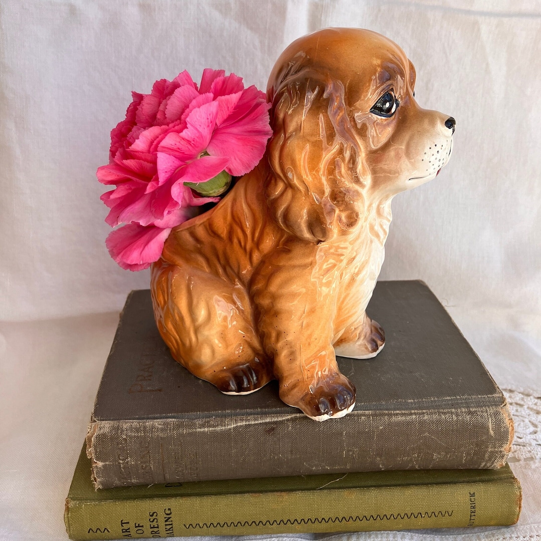 Vintage Ceramic Cocker Spaniel Dog Planter/vase - Narco Japan - Etsy