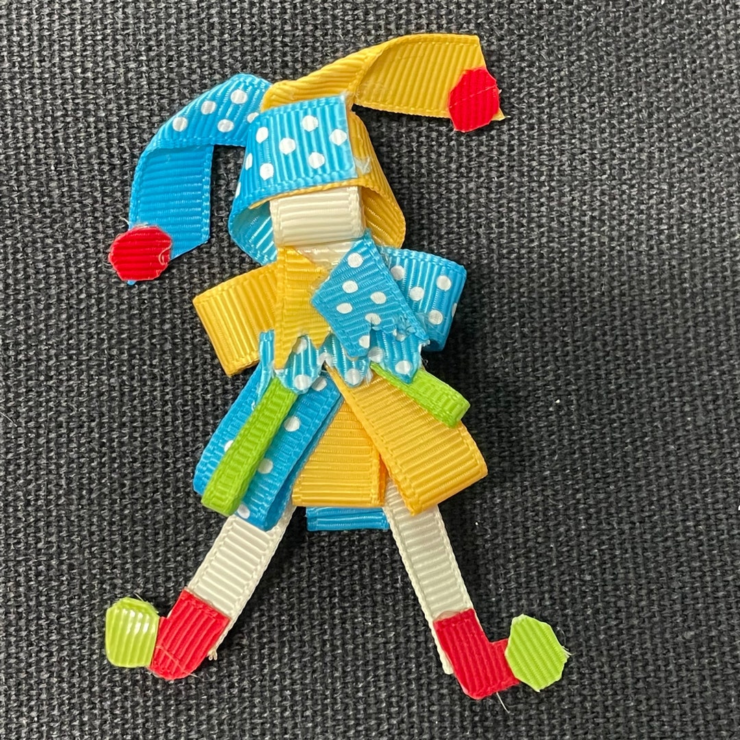 3d Clown/jester Ribbon sculpture Hair Accessory on Alligator Clip - Etsy