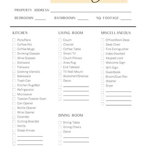 Airbnb Furnishing Checklist, VRBO Furnishing Checklist, Printable Short ...