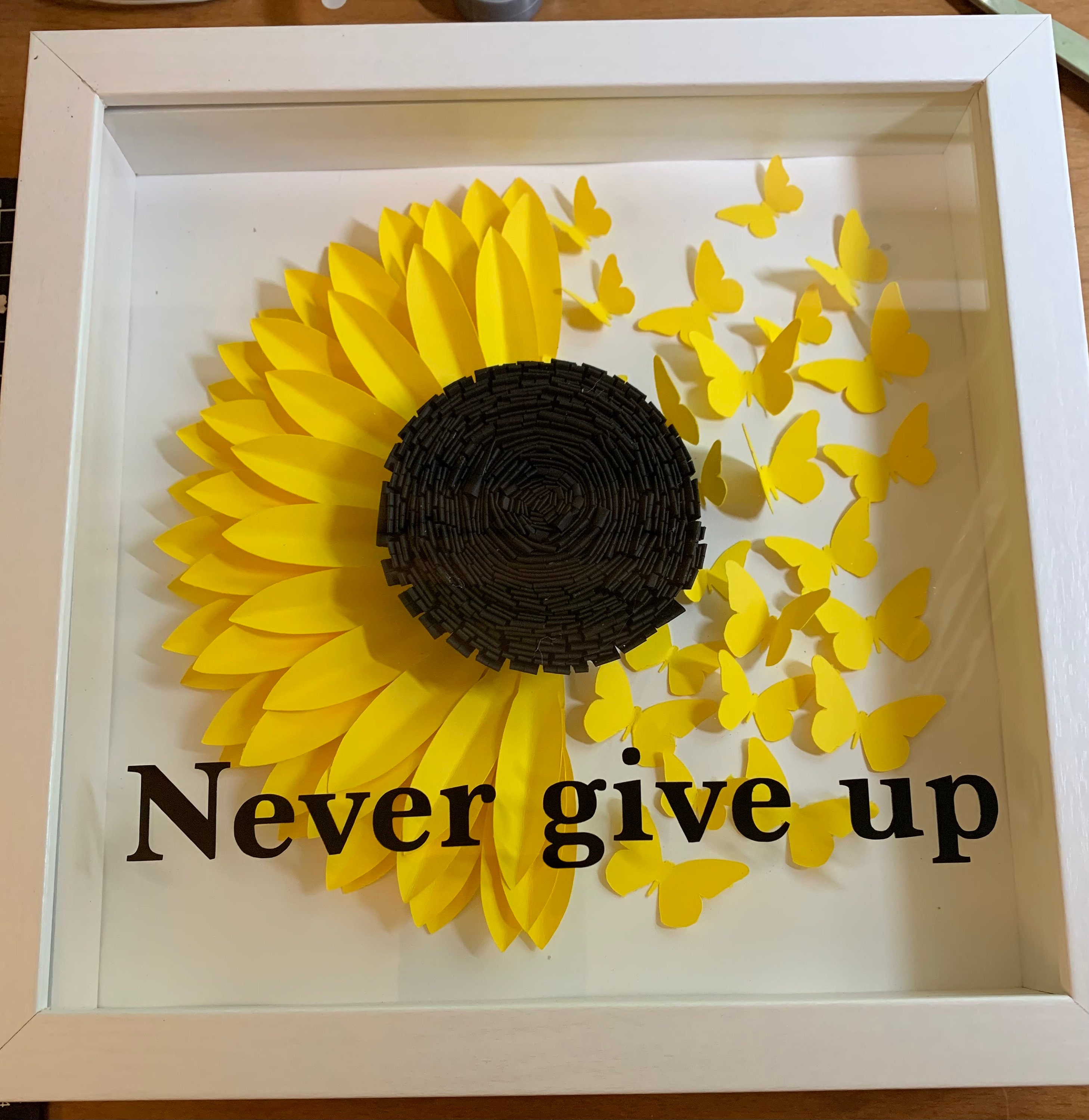 SUNFLOWER Butterfly||paper Flower Shadow Box||wall Decor||customized ...