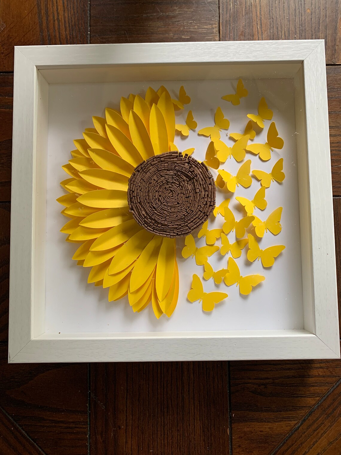 SUNFLOWER Butterfly||paper Flower Shadow Box||wall Decor||customized ...