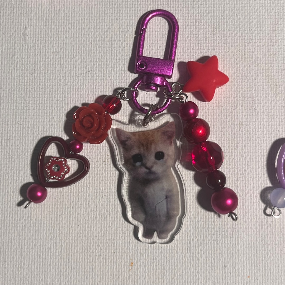 Silly Cat Keychain - Etsy