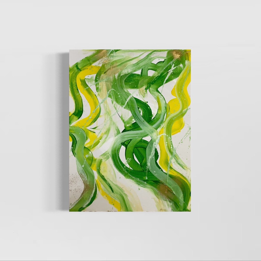 Lime Fluid Art Abstract Painting - Etsy