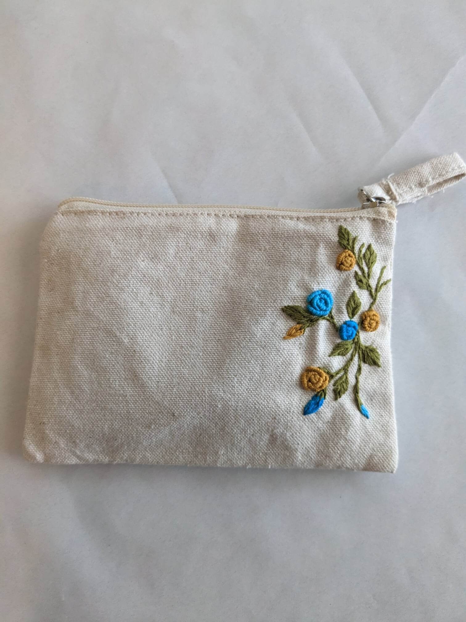 Hand Embroidered Pouch Floral Design Gift for Her - Etsy