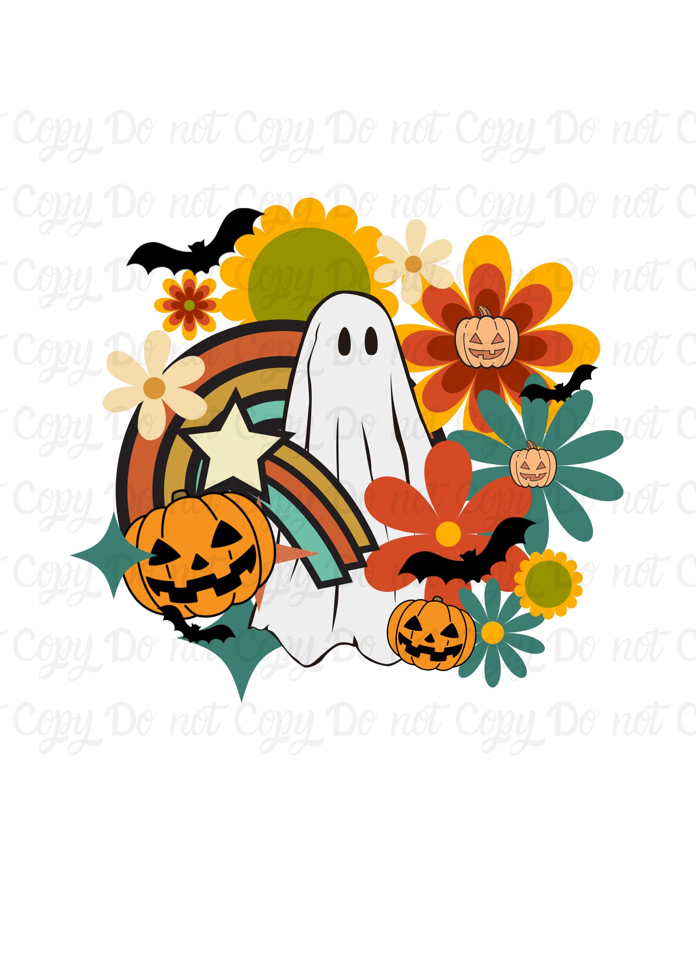 Retro Halloween PNG SVG Floral Ghost Shirt PNG Cute Funny - Etsy