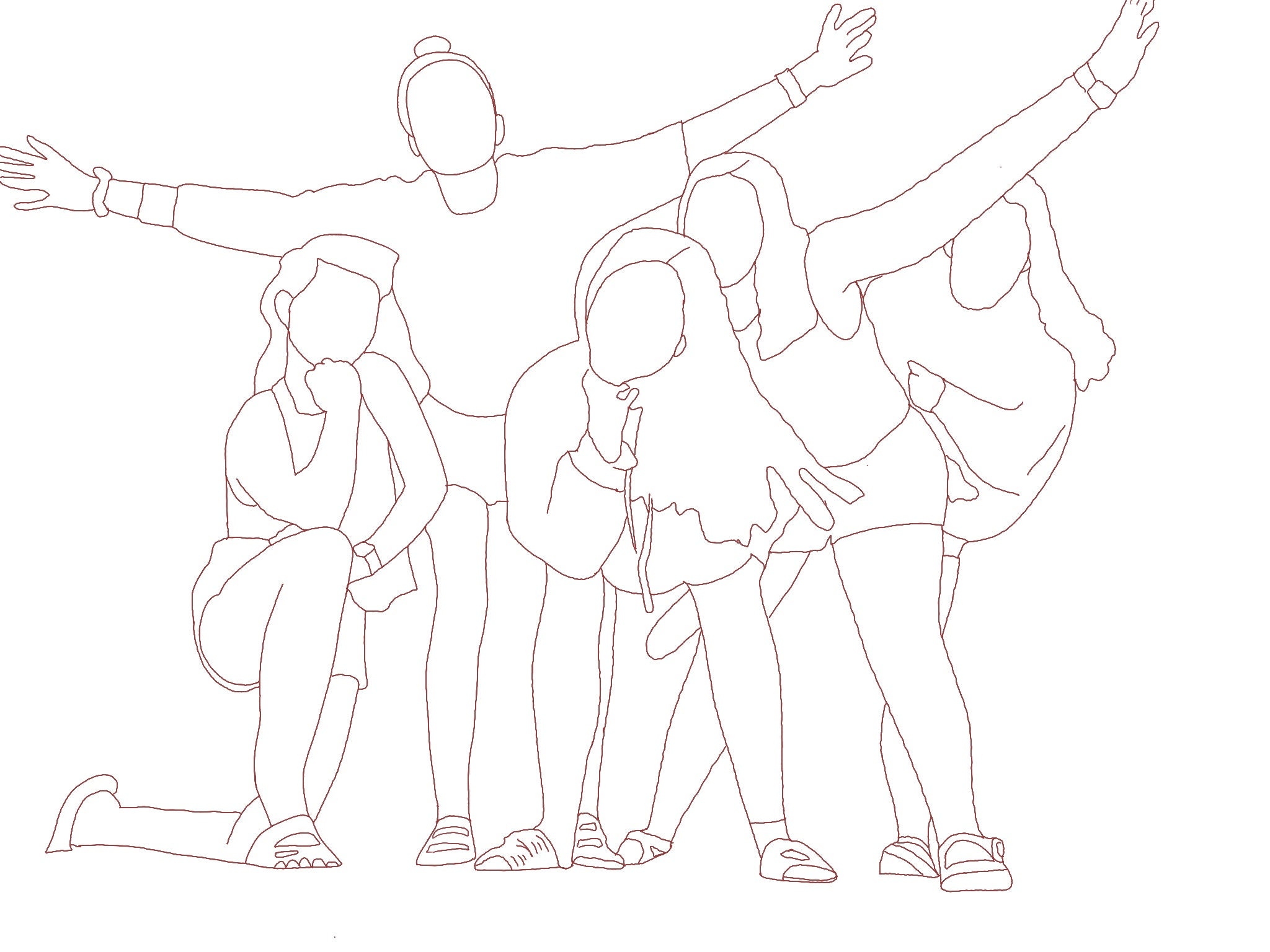 Outline Drawing of a Picture With People - Etsy