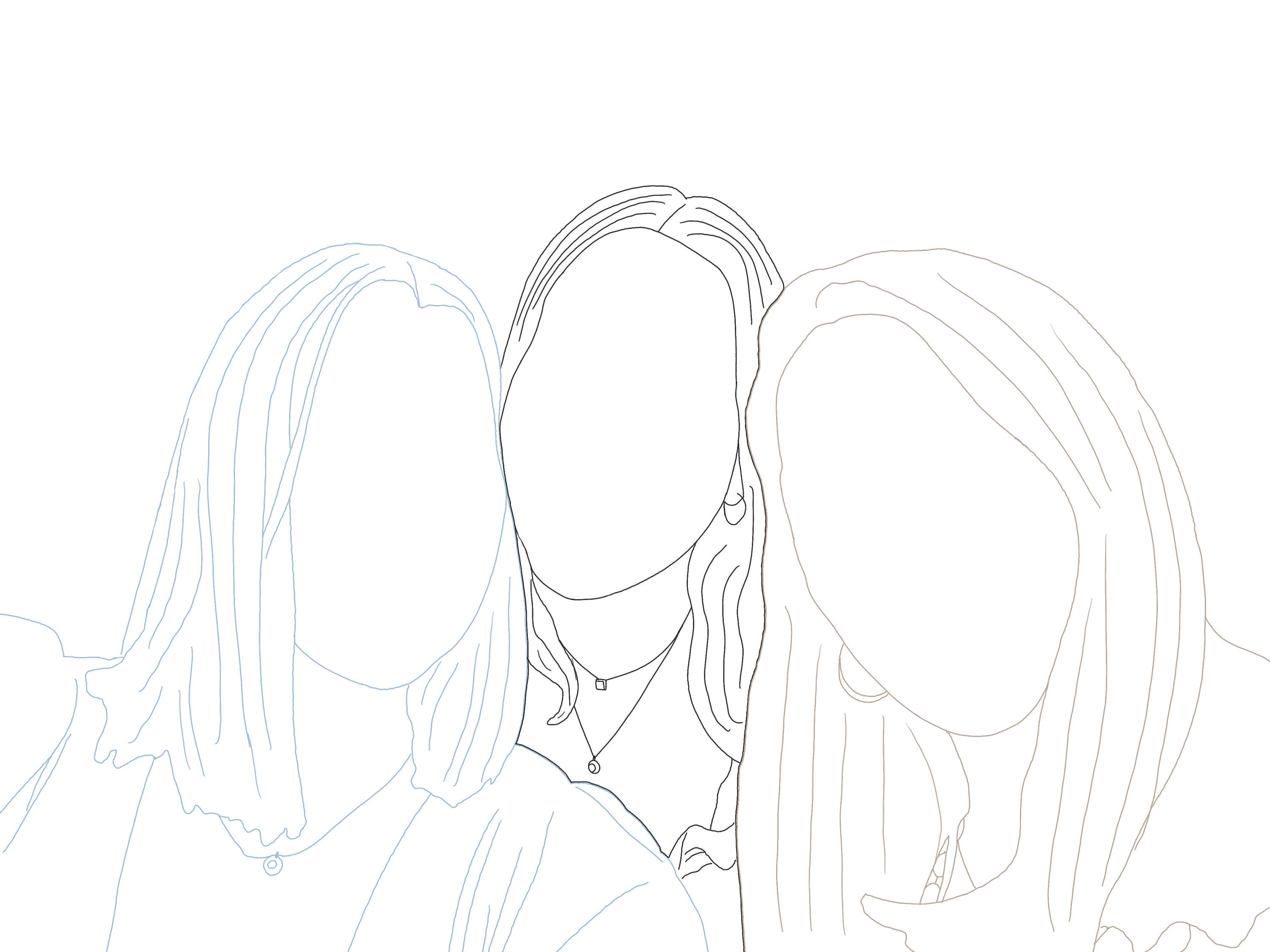 Outline Drawing of a Picture With People - Etsy UK