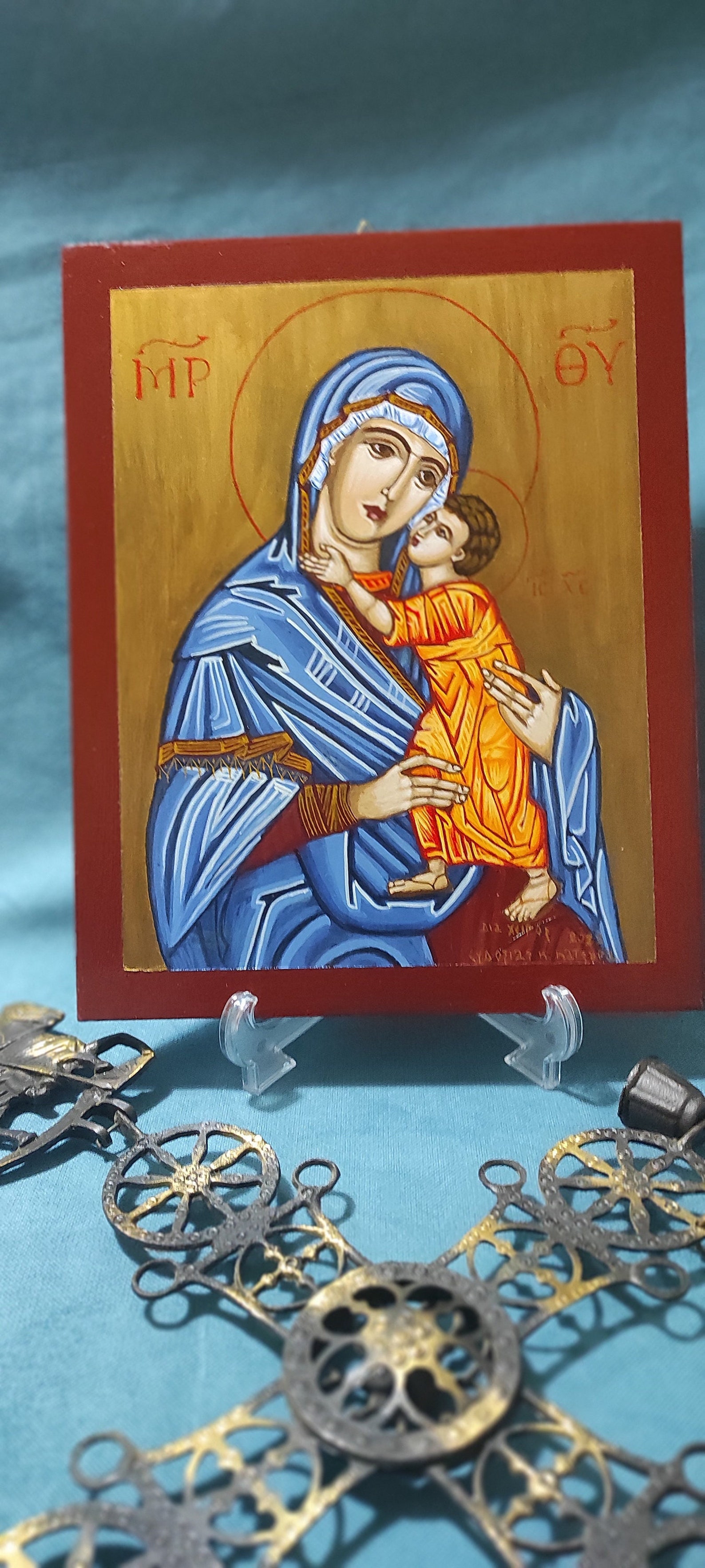 Virgin Mary Sweet Kissing,panagia Glykofilousa,handpainted Greek ...