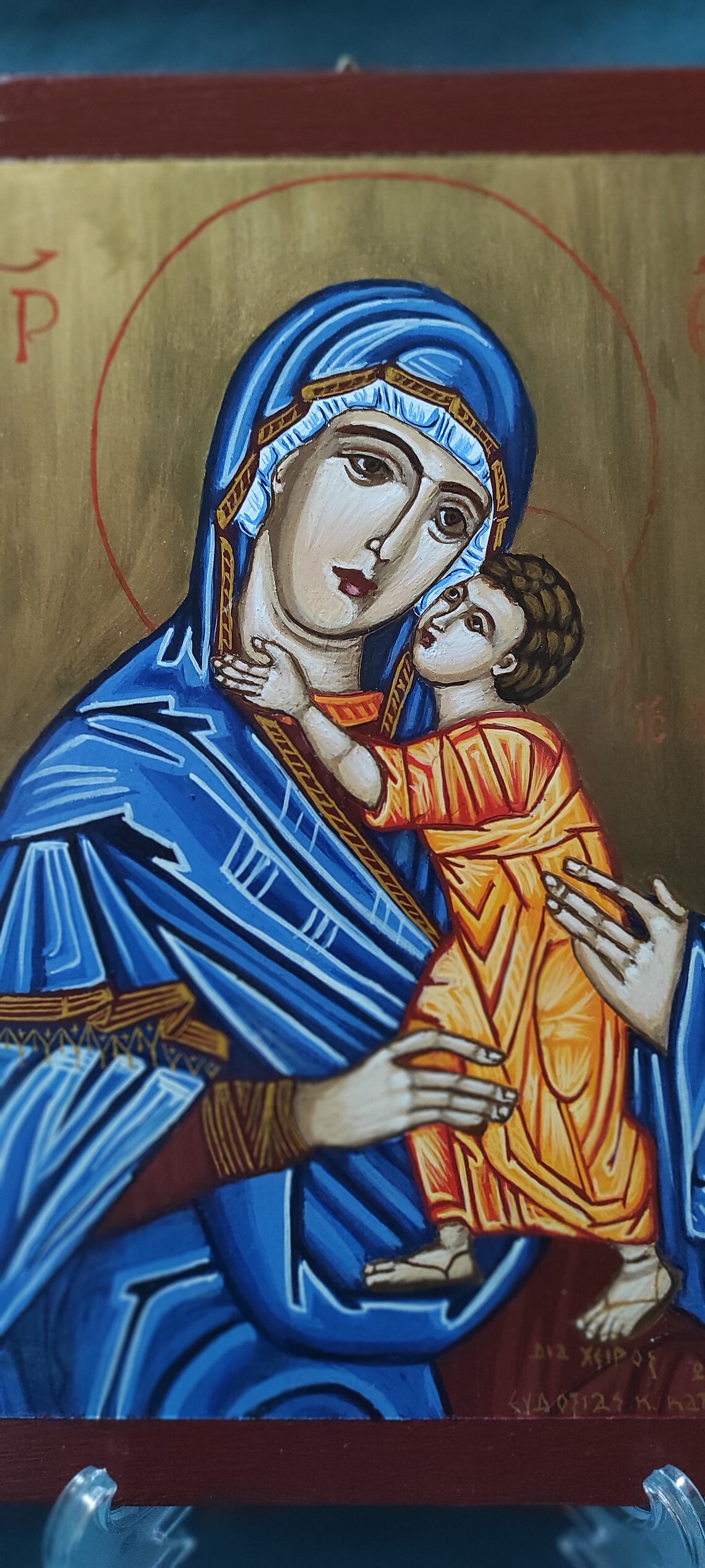 Virgin Mary Sweet Kissing,panagia Glykofilousa,handpainted Greek ...