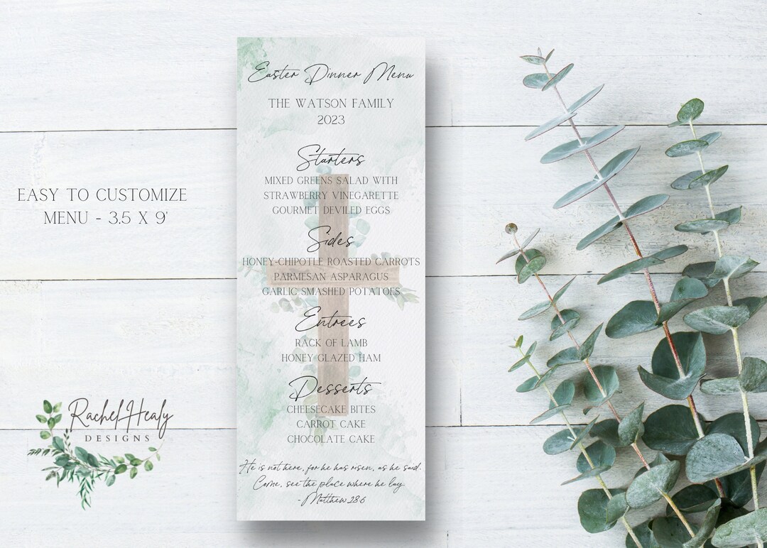 EDITABLE Easter Dinner Menu Template, EDITABLE Easter Cross Menu, Cross ...