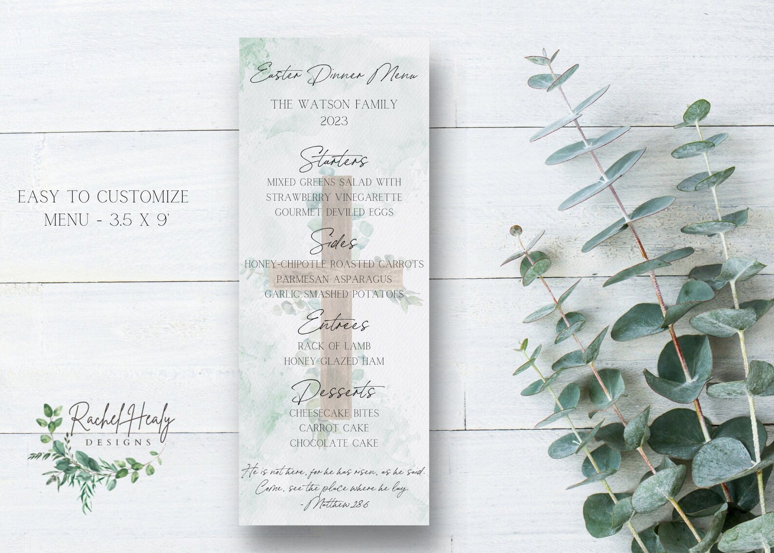 EDITABLE Easter Dinner Menu Template, EDITABLE Easter Cross Menu, Cross ...
