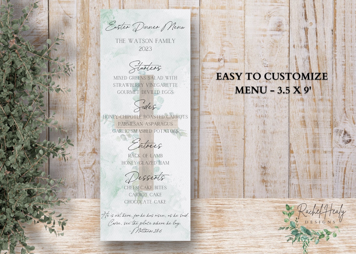 EDITABLE Easter Dinner Menu Template, EDITABLE Easter Cross Menu, Cross ...