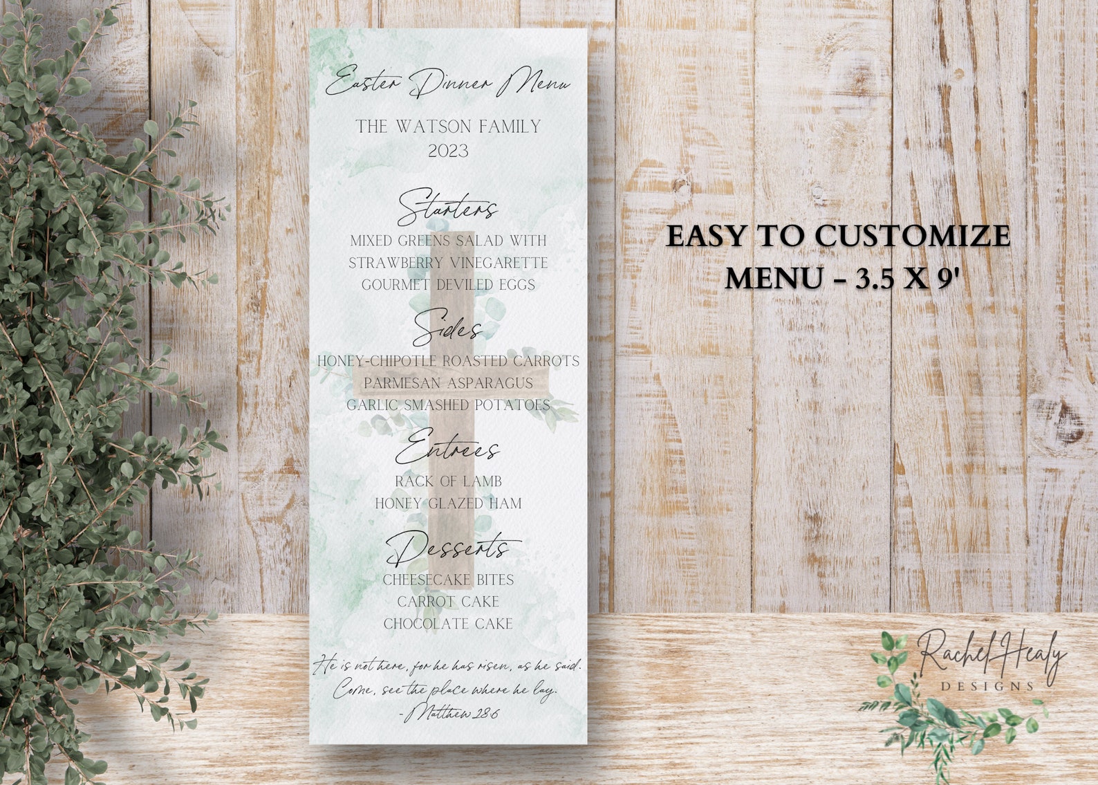 EDITABLE Easter Dinner Menu Template, EDITABLE Easter Cross Menu, Cross ...