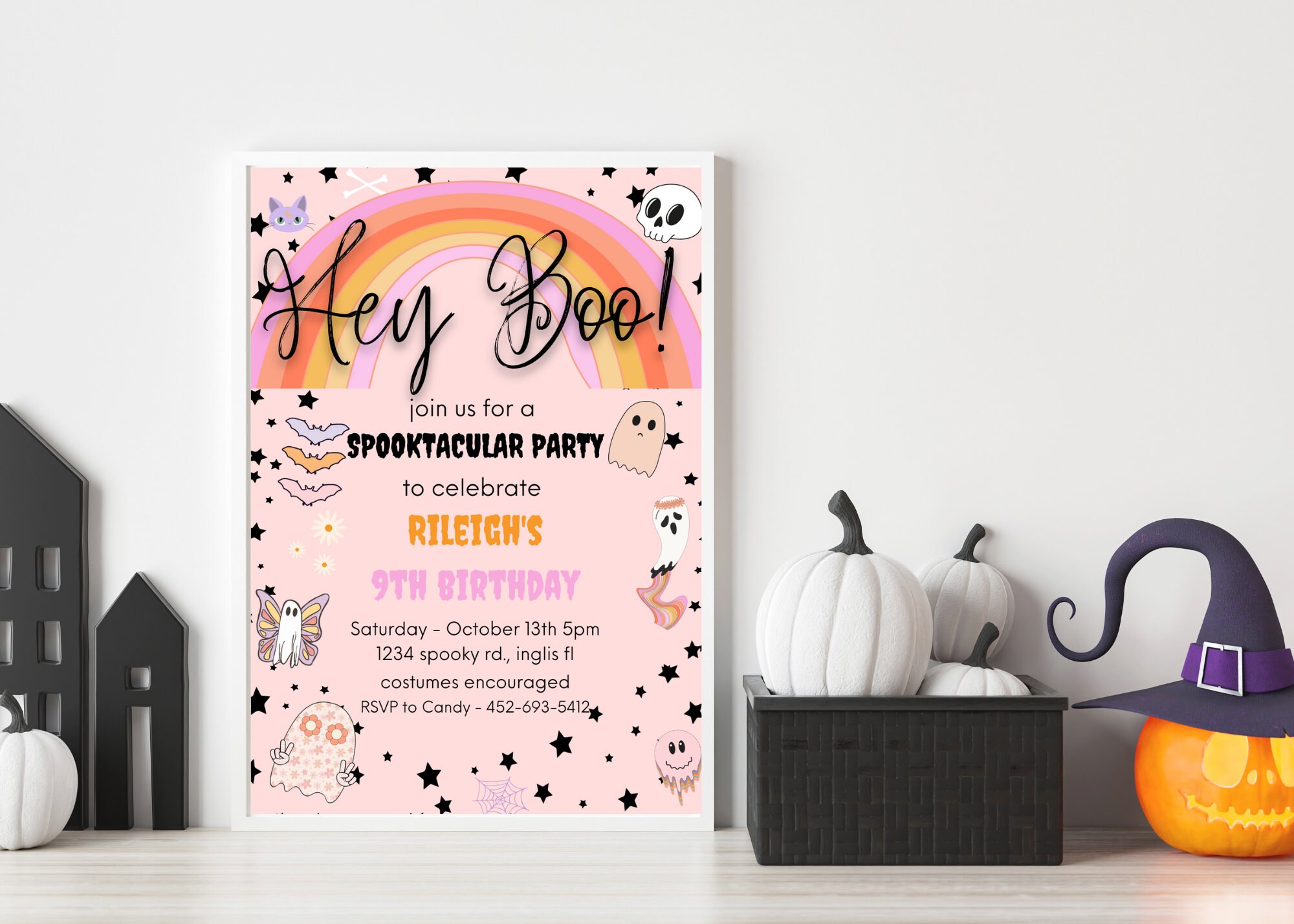 Hey BOO Birthday Invitation Hey BOO Birthday Party Invites - Etsy
