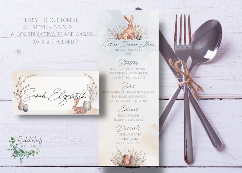 EDITABLE Easter Dinner Menu Template, EDITABLE Easter Lunch Menu ...