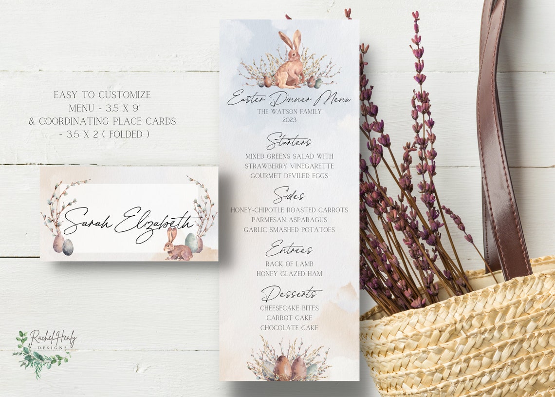 EDITABLE Easter Dinner Menu Template, EDITABLE Easter Lunch Menu ...