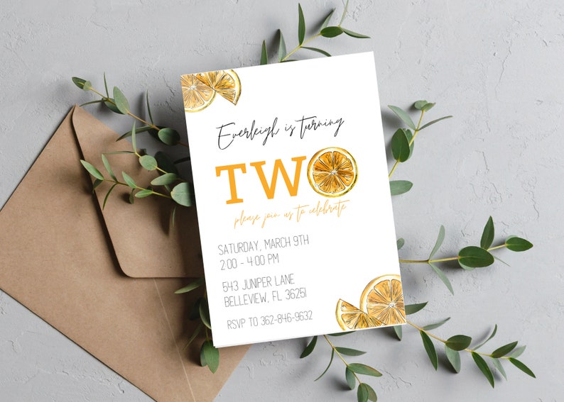 Orange Birthday Invitation, Orange Theme Birthday Invite Template ...