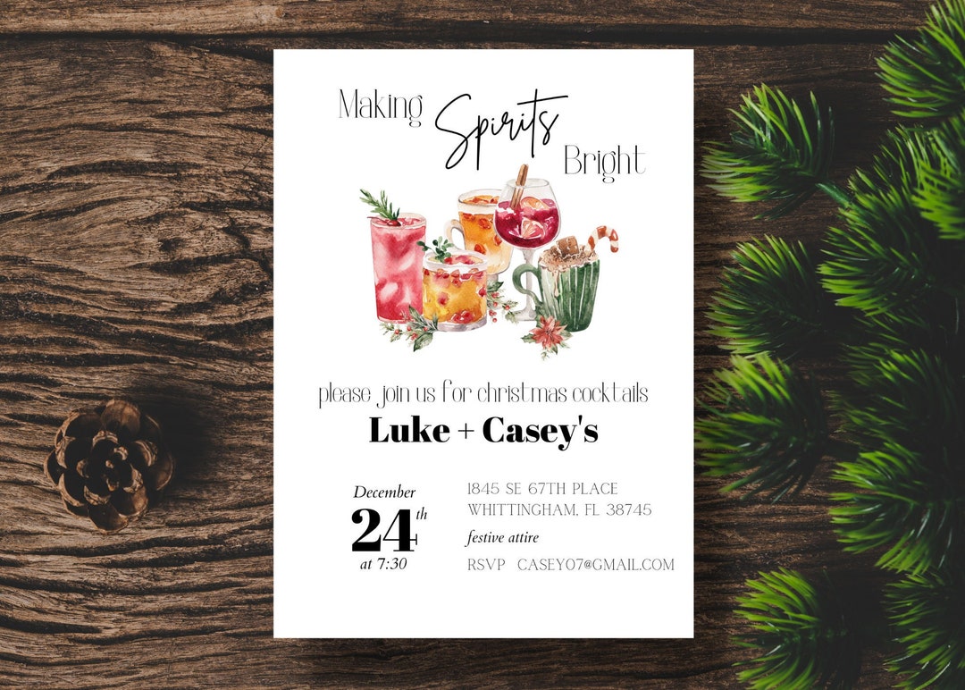Making Spirits Bright Invitation, Christmas Party Invitations ...