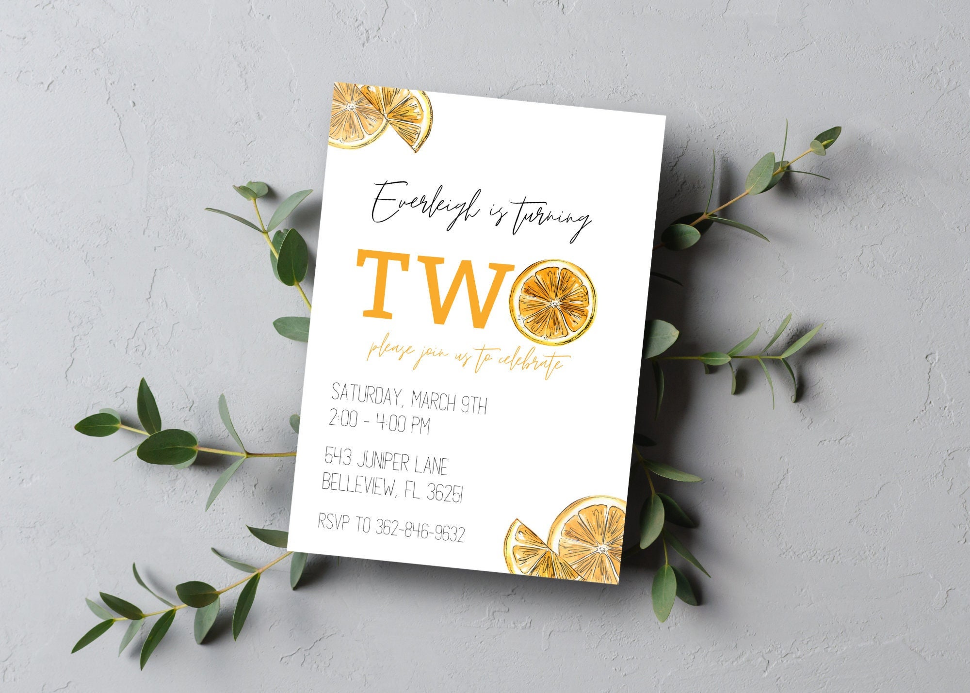 Orange Birthday Invitation, Orange Theme Birthday Invite Template ...