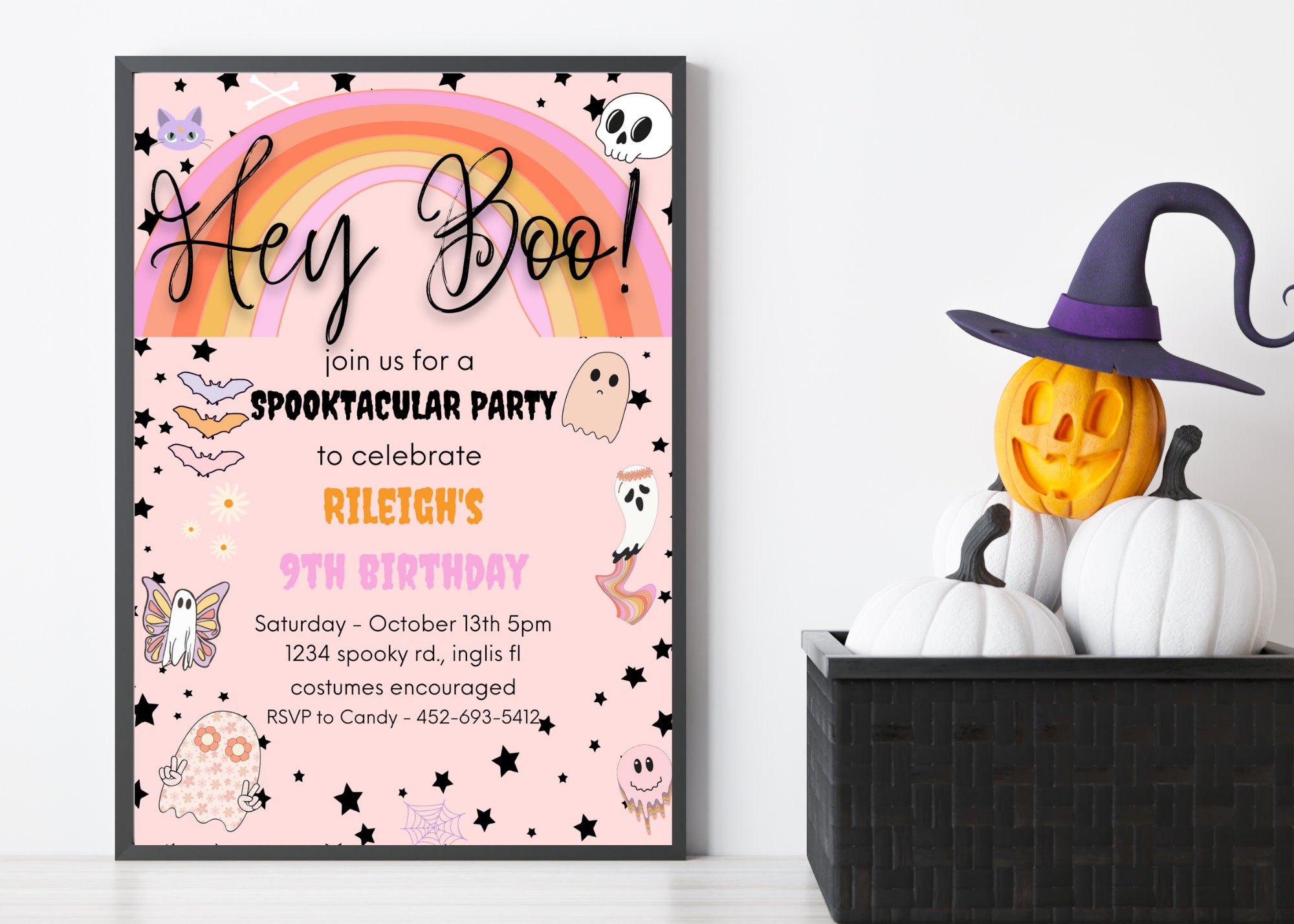 Hey BOO Birthday Invitation Hey BOO Birthday Party Invites - Etsy