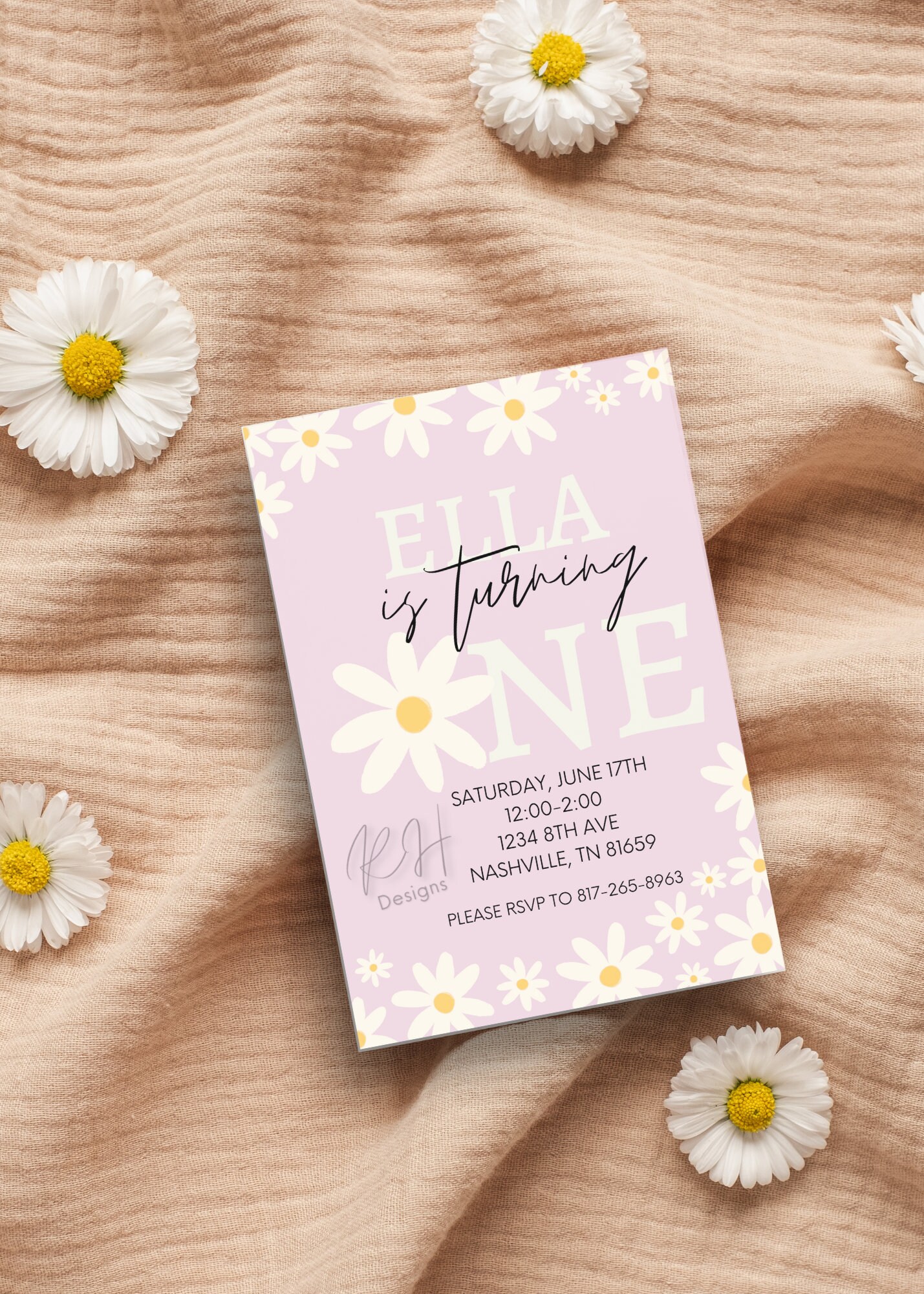 DAISY First Birthday, Daisy Birthday Invitations, Daisy Birthday ...