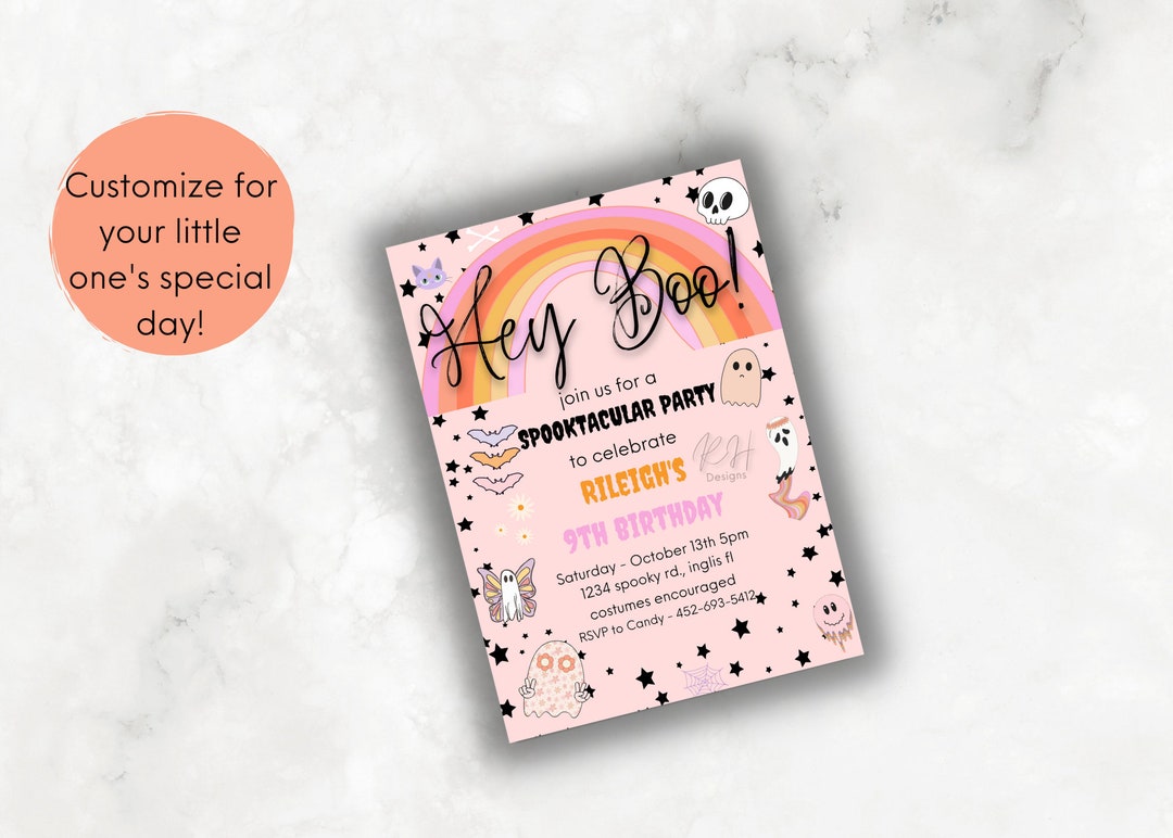 Hey BOO Birthday Invitation Hey BOO Birthday Party Invites - Etsy